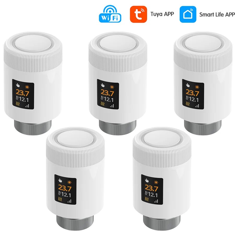 EZAIOT Термостатический клапан WiFi, 5шт, Цвет: 5PCS-WiFi