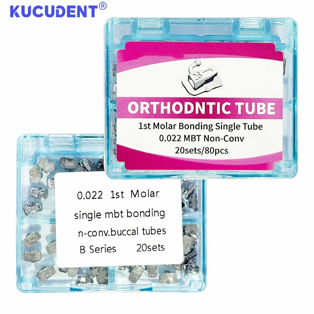 80 шт./20 компл, стоматологические ортодонтические буккальные трубки, склеиваемые, 1-й, 2-й молярный, разделенный, неконвертируемый, одна трубка, ортодонтический инструмент Roth MBT