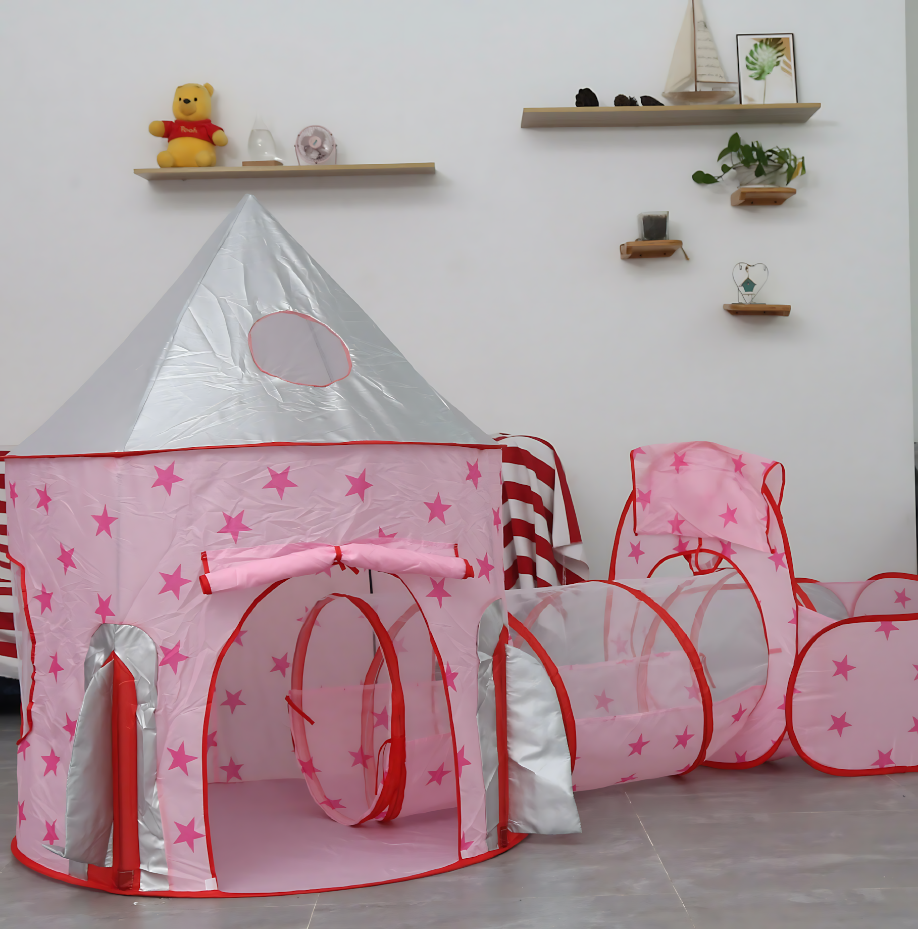 Игровой домик "Принцесса", розовый, ракетный шар, бассейн-туннель