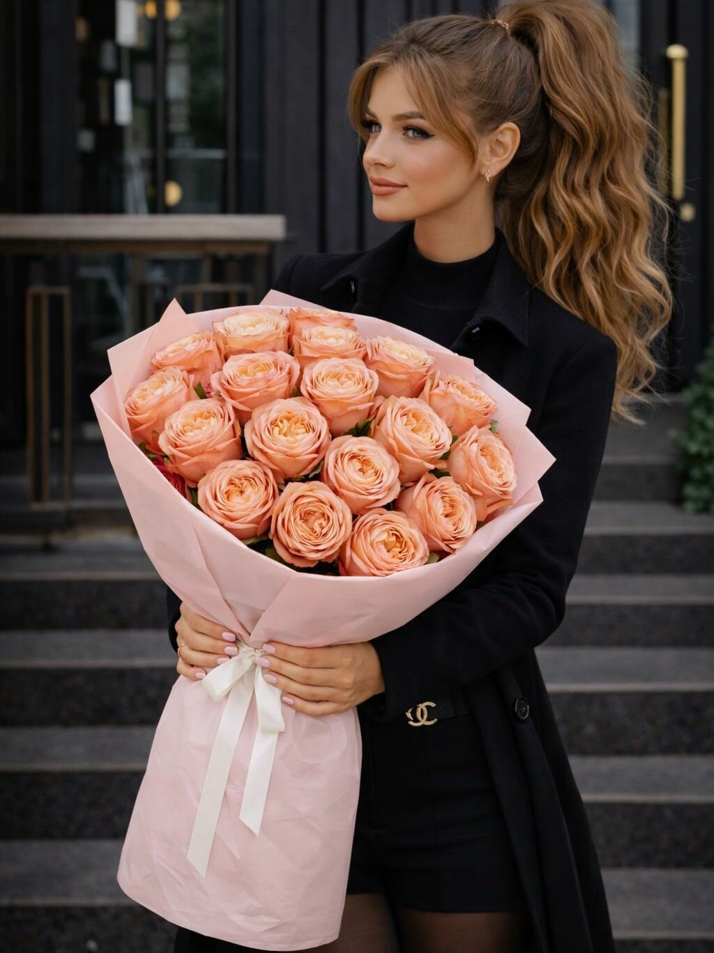 Пионовидная роза Кахала 19 шт.