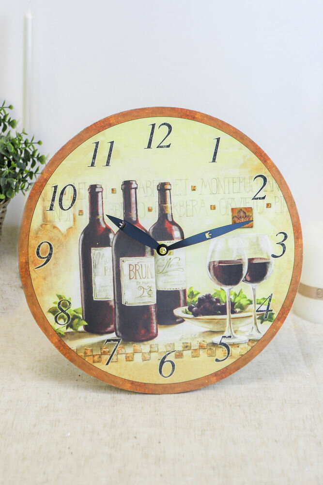 Настенные часы красные вина италии, дерево, 28 см, Koopman International Y36100060-3