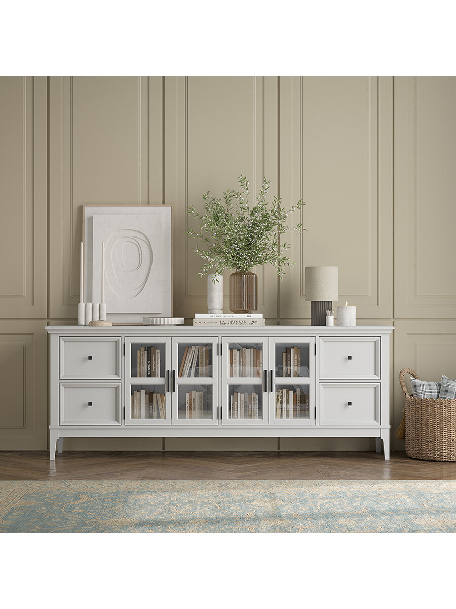 Тумба ТВ ММЦ Гостиная Квадро-С 44 (белый лак) из массива сосны