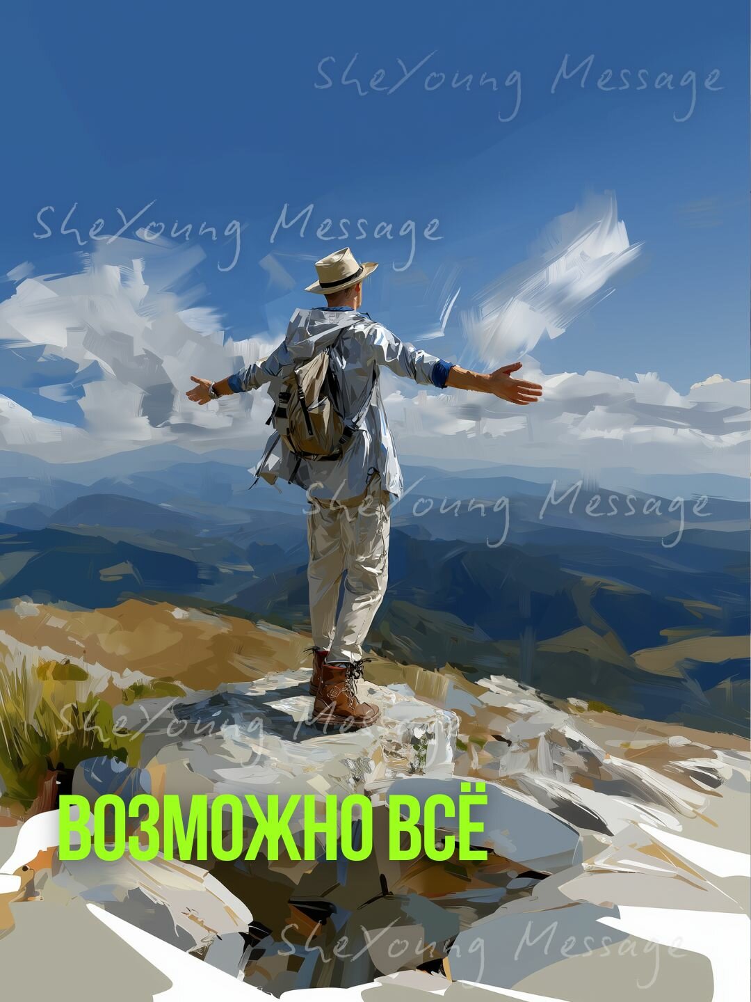 Открытка мужчине "Возможно всё", 10 x 15, с конвертом