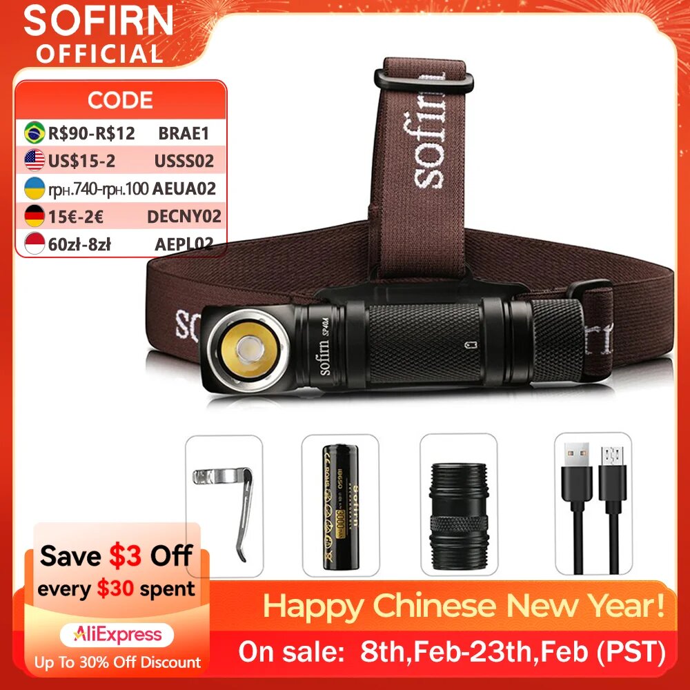 Sofirn SP40A налобный фонарь TIR Optics 1200 лм 5000K