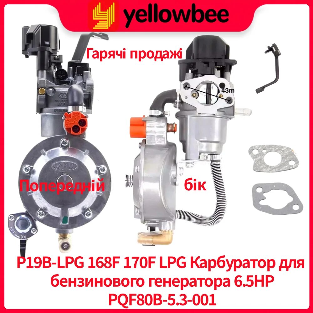 Карбюратор P19B 168FB 170F RQF80B-5.3-001 для газовых генераторов