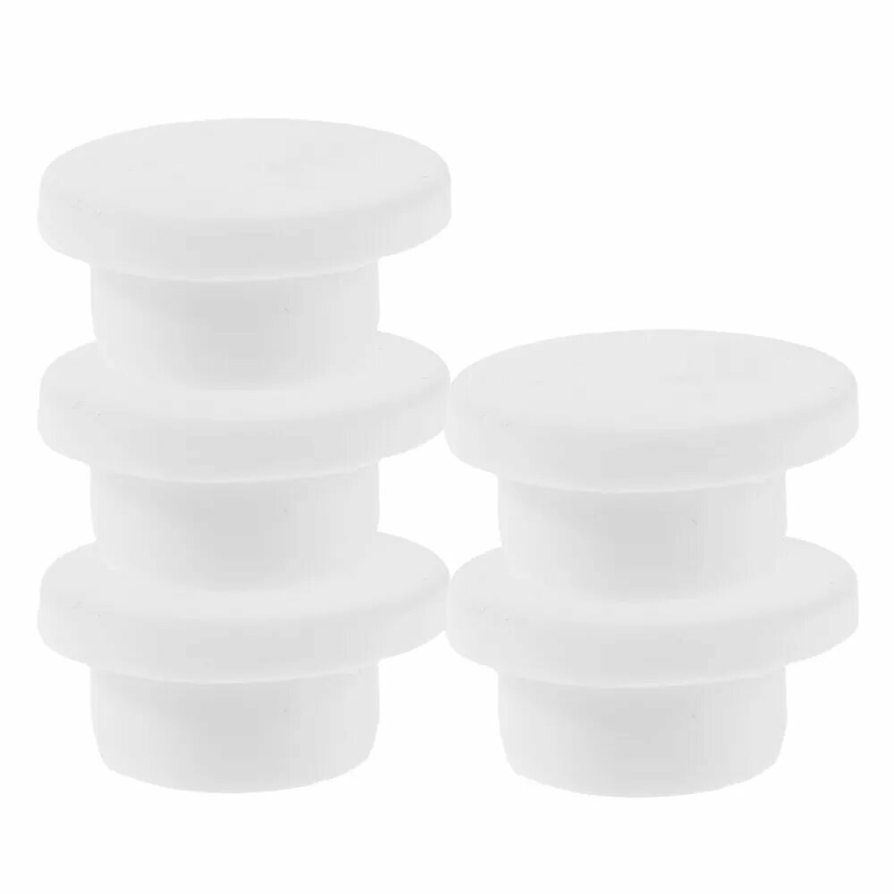 Силиконовые заглушки для ванны белые, круглые, для отверстий 25-26 мм, 5 шт