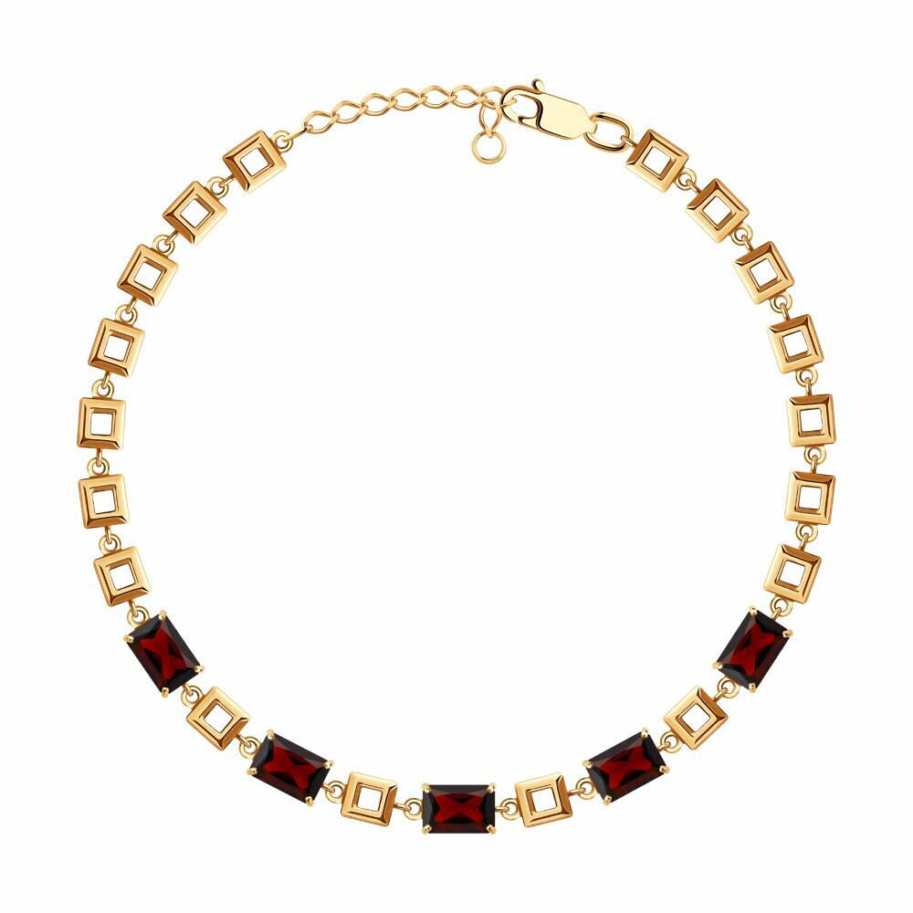 Браслет, красное золото, 585 проба, гранат