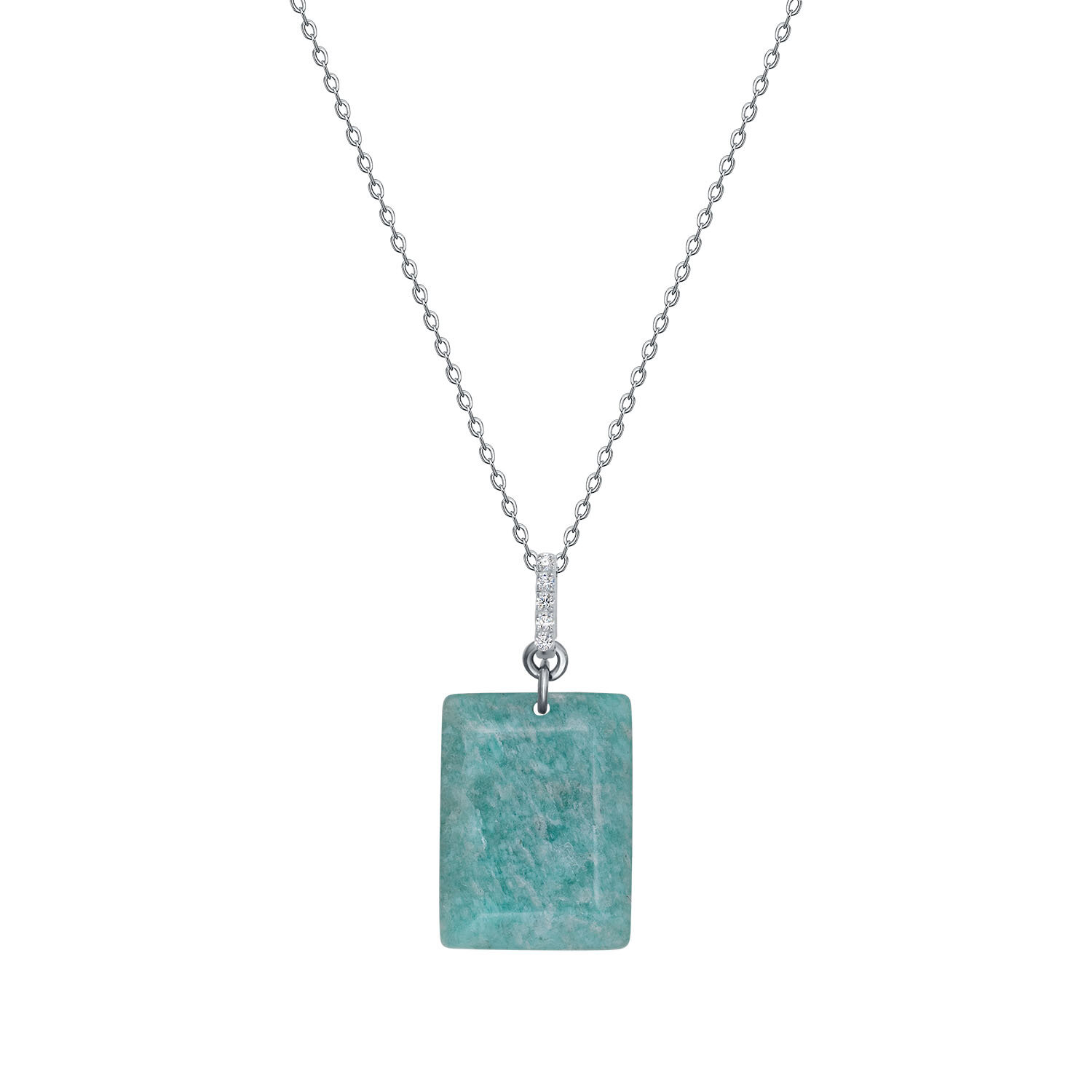 Колье, серебро, 925 проба, родирование, фианит, амазонит