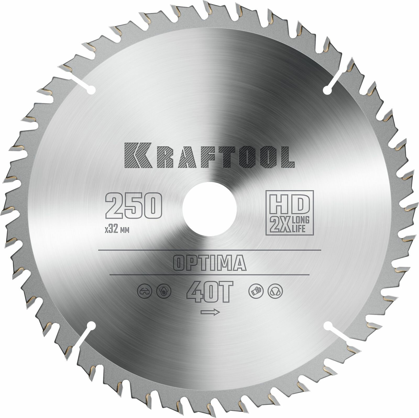 Диск пильный KRAFTOOL Optima, 250х32 мм, 40Т, по дереву