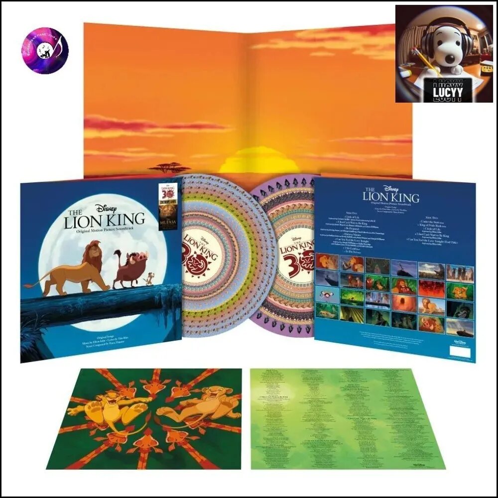 Король Лев OST (Zoetrope 30th Anniversary USA Limited Soundtrack) Анимированная Виниловая Пластинка, Саундтрек Lion King, Исполнители: Hans Zimmer, Elton John
