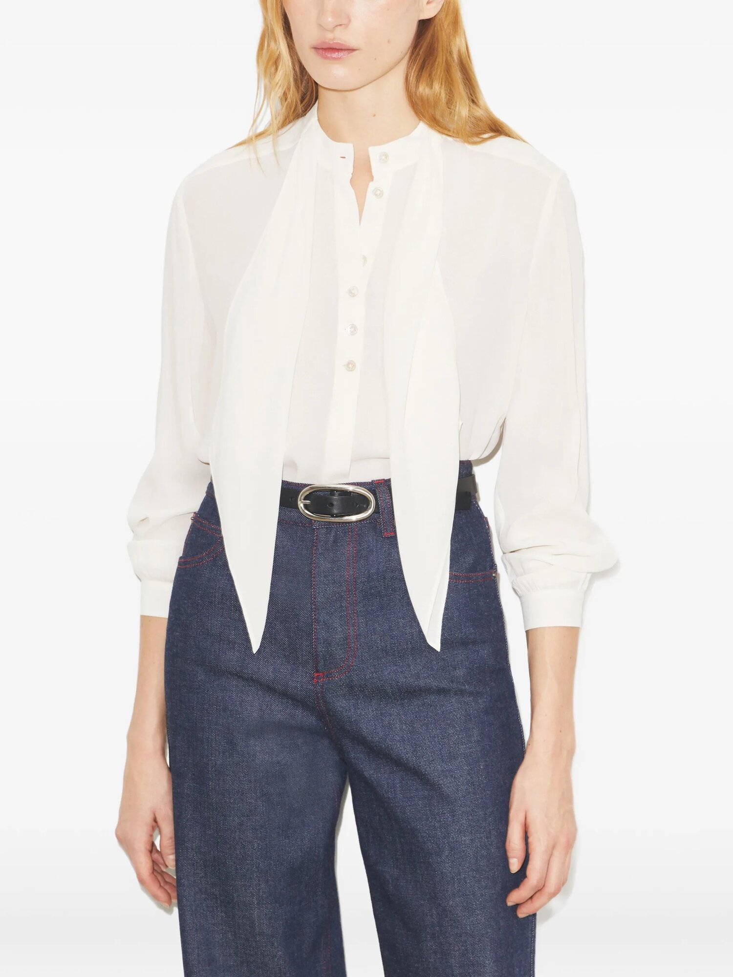 Блуза Tory Burch Georgette bow blouse, размер 6, разноцветный — фото 1