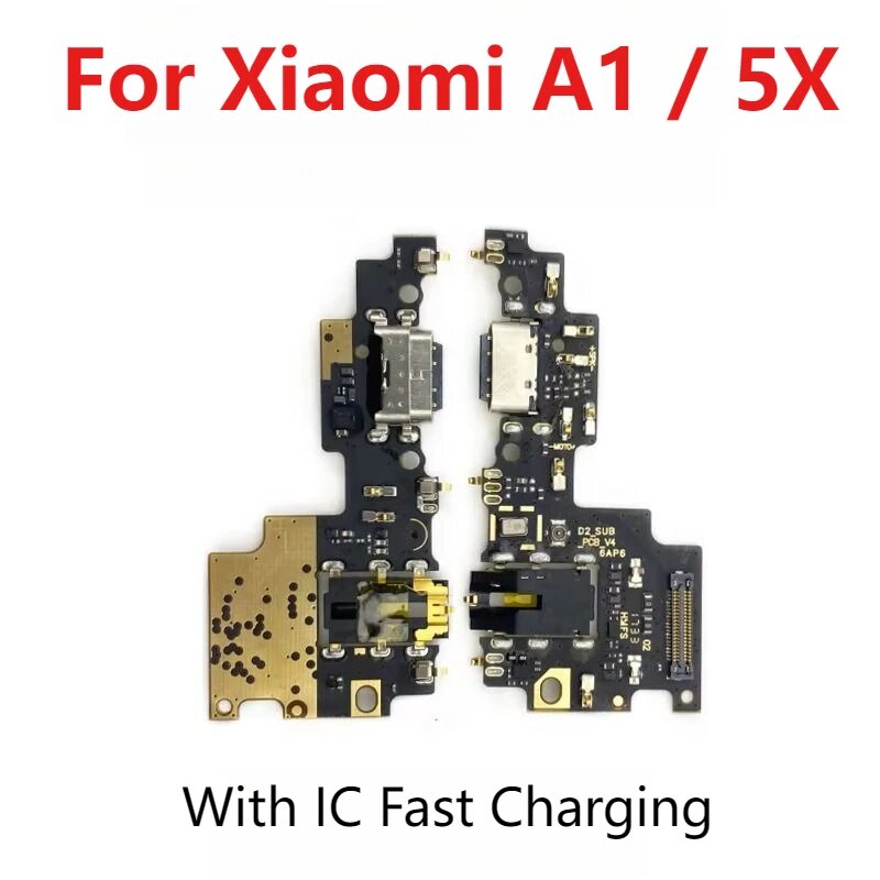 Для Xiaomi Mi A1 5X: USB-порт для зарядки, разъем док-станции, плата зарядного устройства, модуль микрофона, гибкий кабель