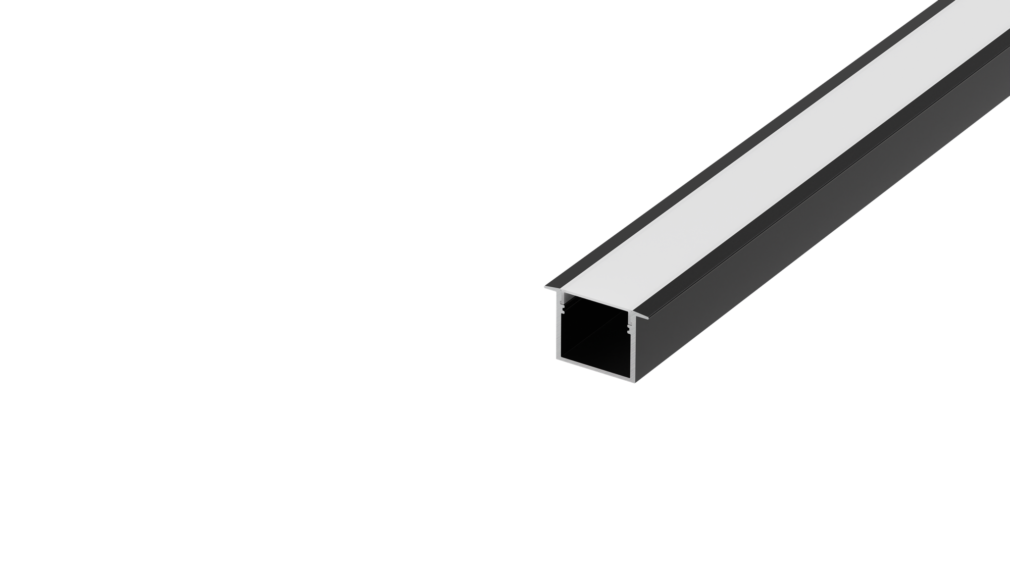 Встраиваемый профиль 30х20,5мм, длина 2 метра, матовый экран, 4 заглушки, 4 крепежа, цвет черный, Donel