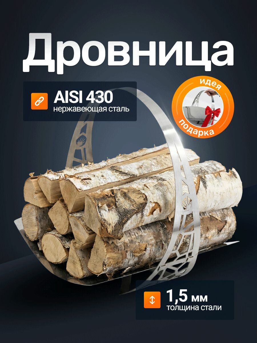 Дровница напольная для дров в баню, для камина, дачи, дома металлическая переносная