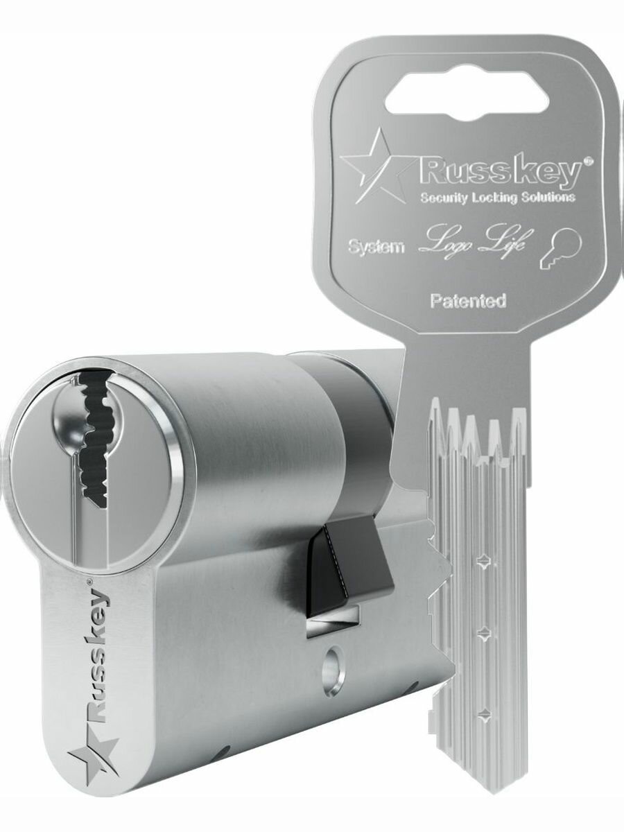 Цилиндр дверной RUSSKEY Logo Life (MTL 100) 90мм 60*30Шт, ключ-шток , никель