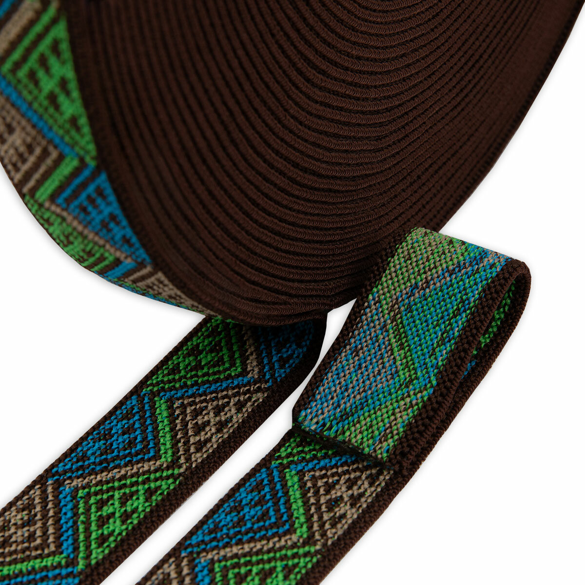 Эластичная Беларусь 25 мм 1 мм 16с3893 (р. 9310 ) 20 м тканая №000181 коричневый/бежевый/салатовый/бирюзовый