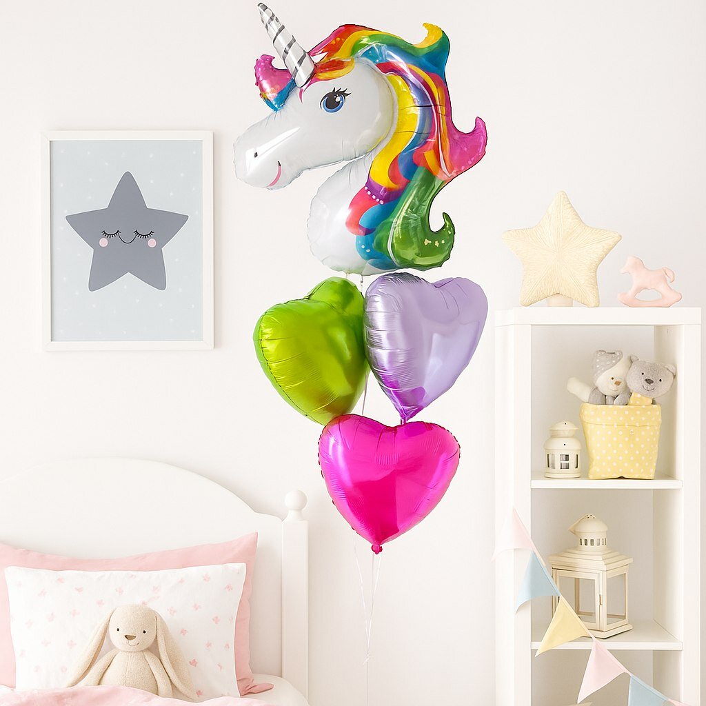 Фонтан из воздушных шаров Единорог, 4 шт