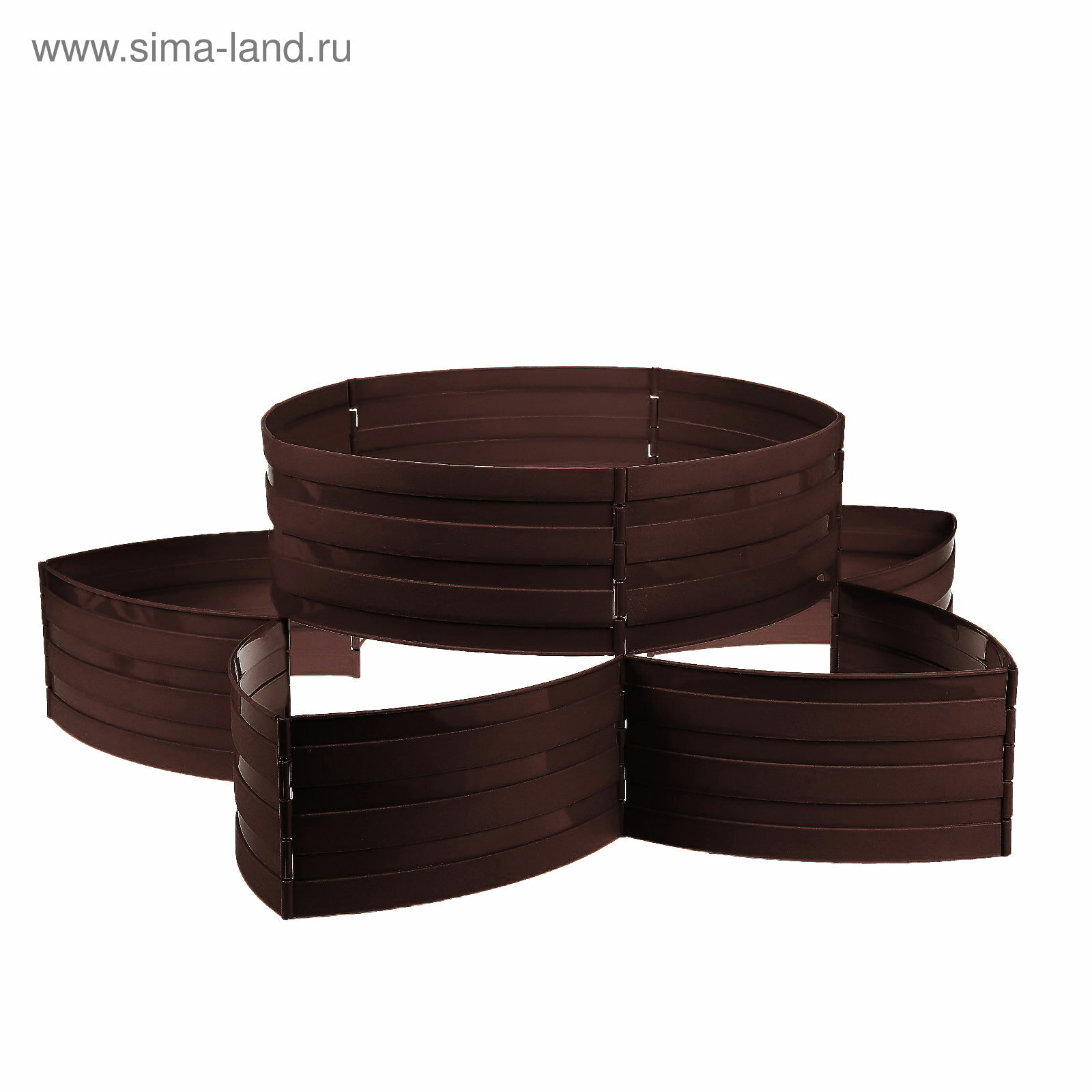 Клумба пластиковая, 15x540 см, 18 секций, тёмно-коричневая, "Конструктор"