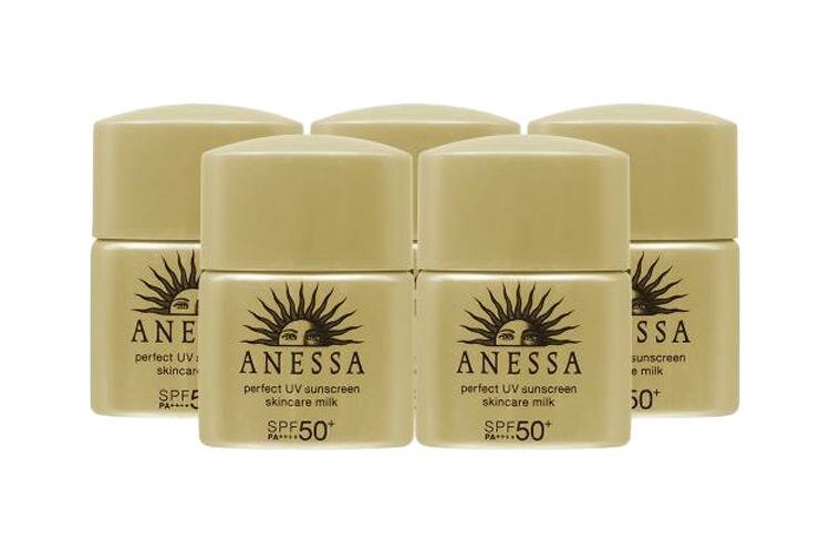Увлажняющий солнцезащитный крем-пробник женский ANESSA 5724492, 12ml*5, маленькая золотая бутылочка