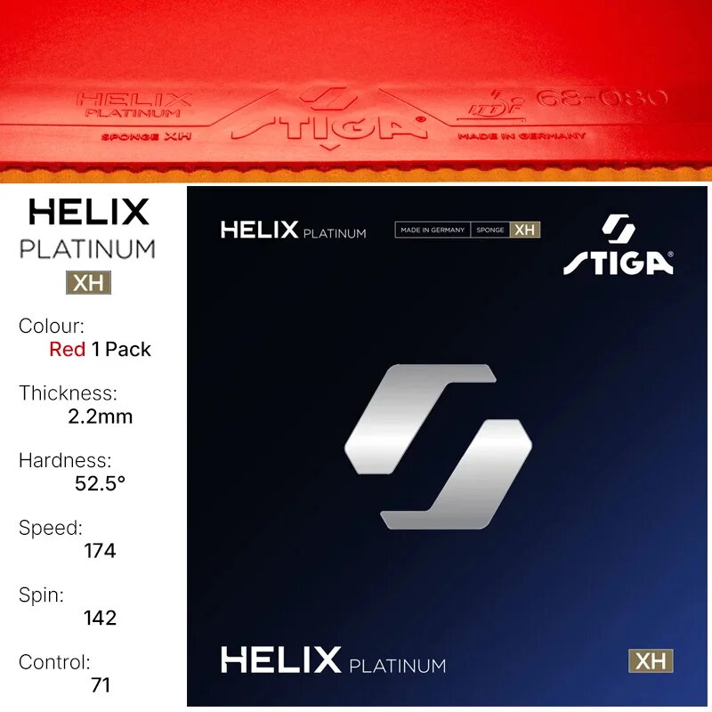 STIGA Helix Platinum XH, резина для настольного тенниса, Red