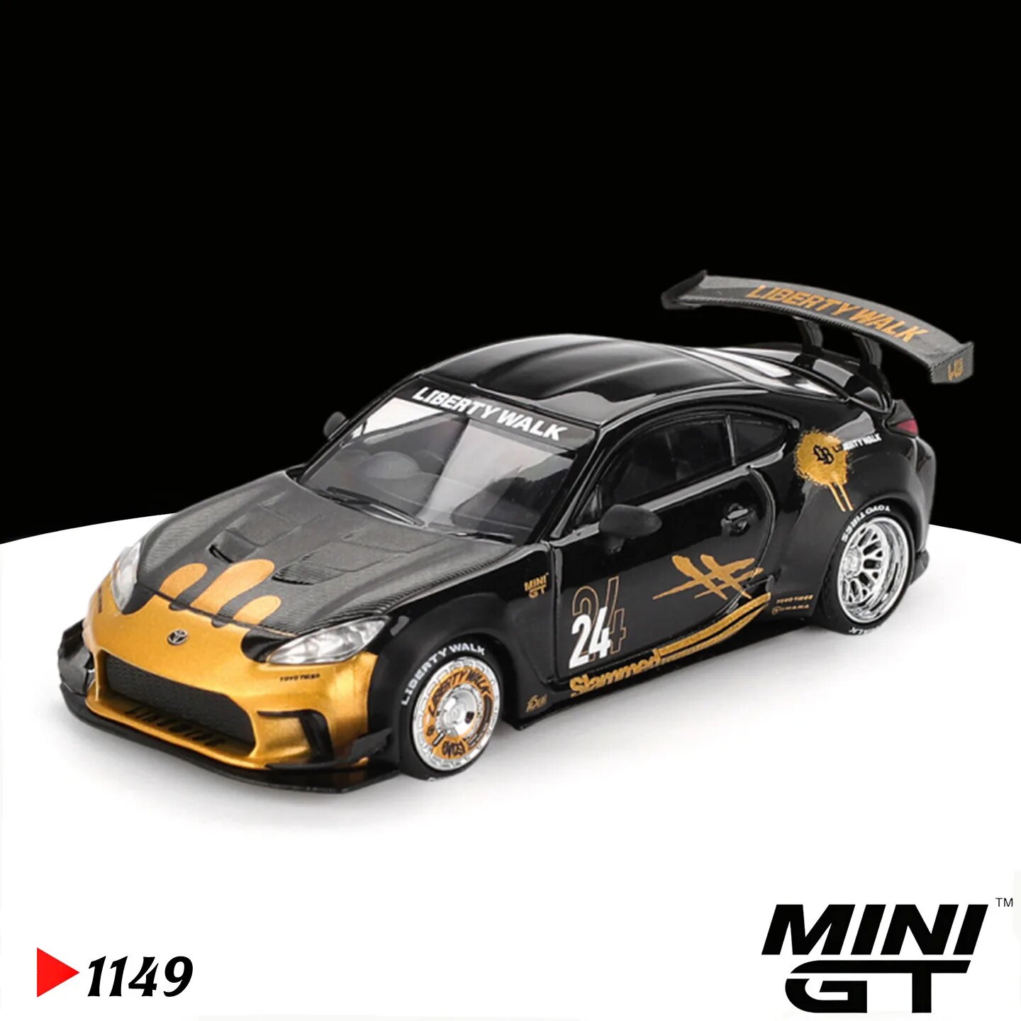MINI GT 1:64 Toyota GR86 LB Nation, черный/золотой, 1149