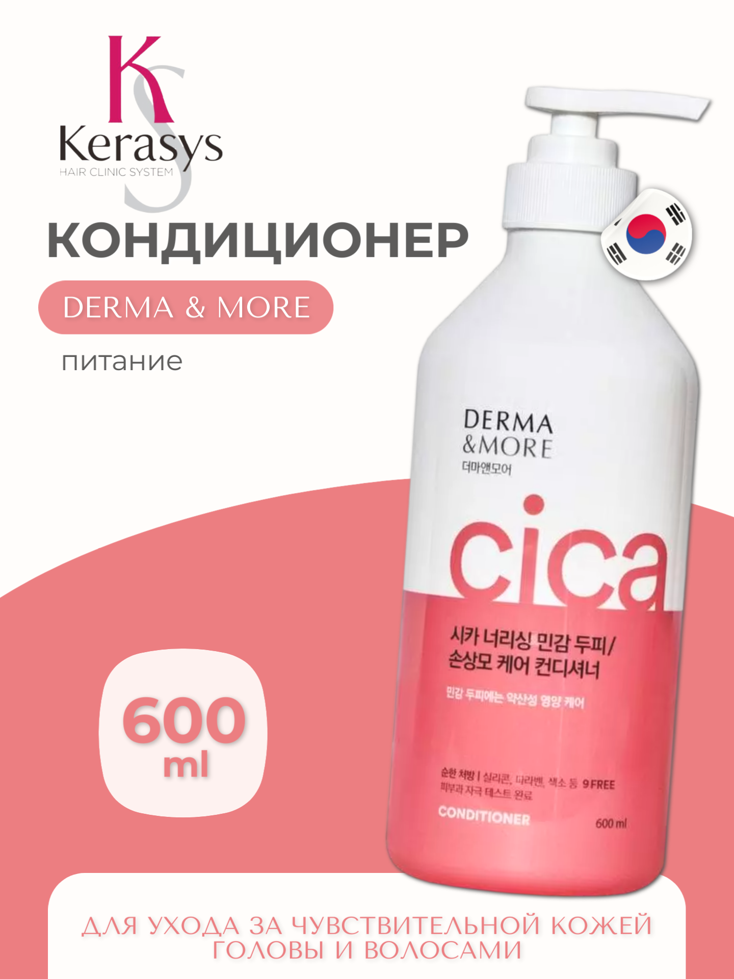 Кондиционер для волос KeraSys Derma&More Питание, Nutrition, 600 мл