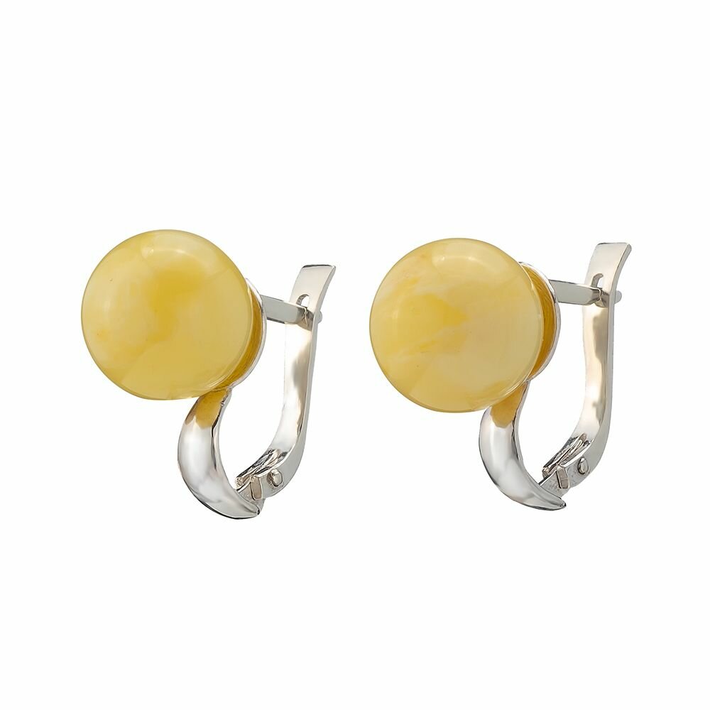 Серьги, серебро, 925 проба, янтарь