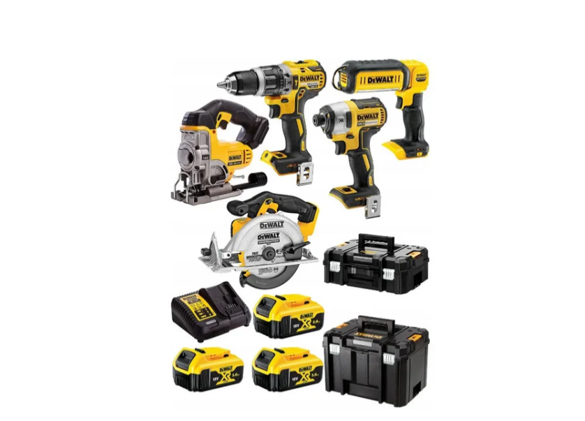 Набор электроинструментов DeWalt DCK551P3T (шуруповерт, винтоверт, лобзик, циркулярная пила, 3 АКБ, кейс)