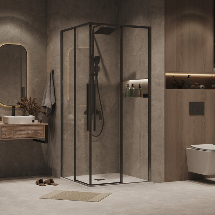 Душевой уголок Grossman Galaxy 300. K33.01.7070.42.00 70х70 см, профиль графит сатин, стекло прозрачное