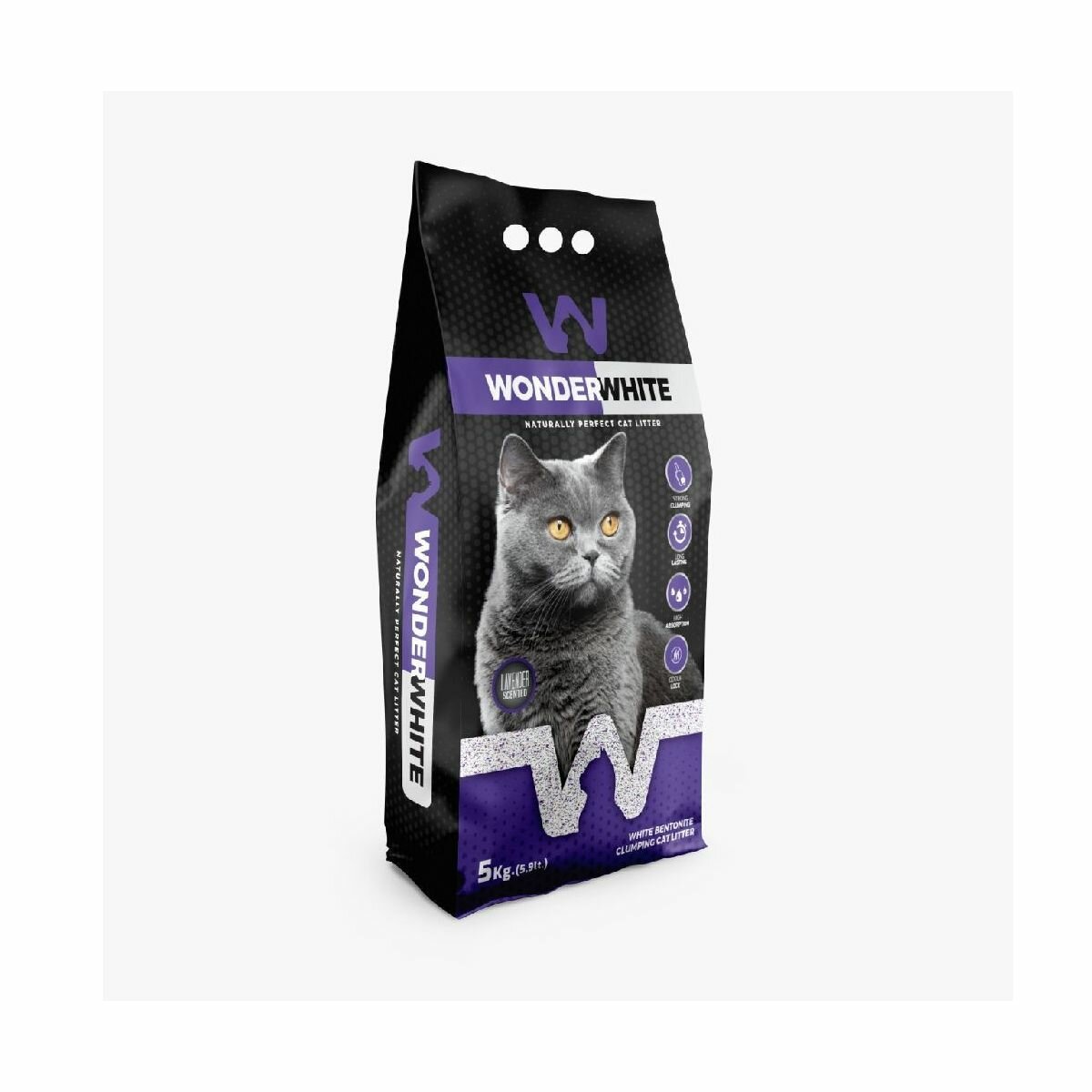 Wonder White Lavender Наполнитель комкующийся c ароматом лаванды 5кг