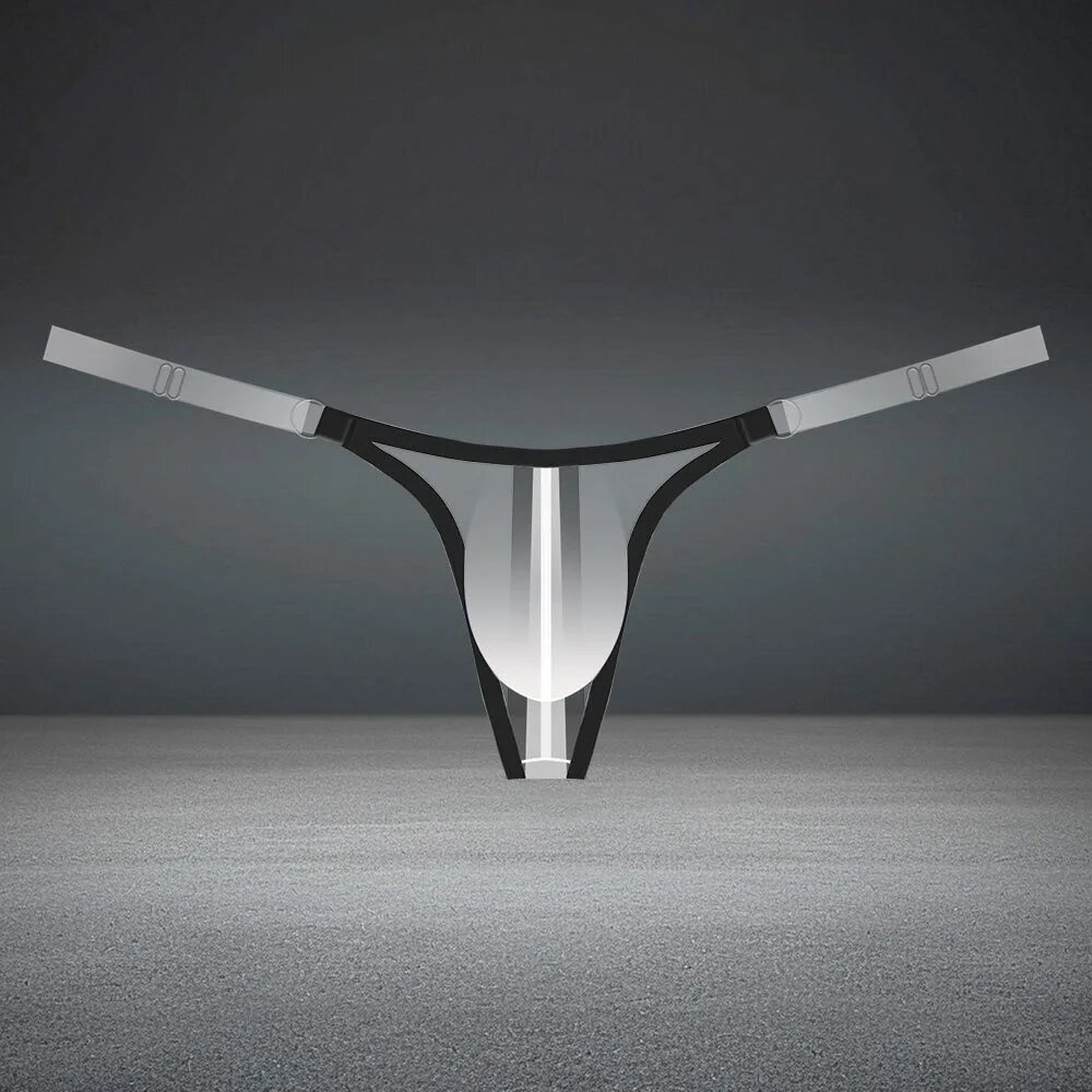 Мужские стринги: сексуальные мини-трусы с низкой посадкой, облегающие, регулируемые, прозрачные, 15