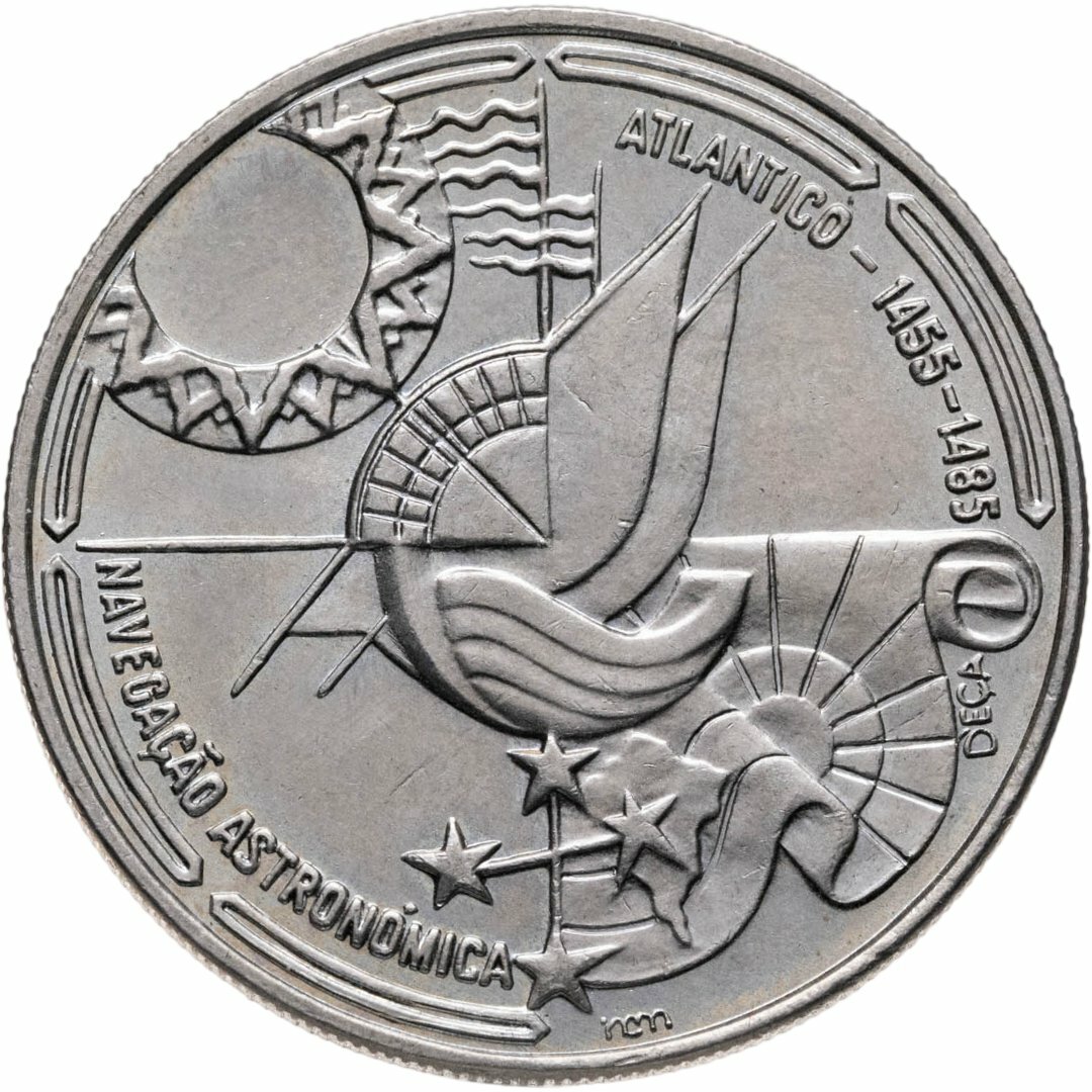 Португалия 100 эскудо escudos 1990 Золотой век открытий - Астронавигация, Мельхиор медь-никель, в сохранности AU-UNC