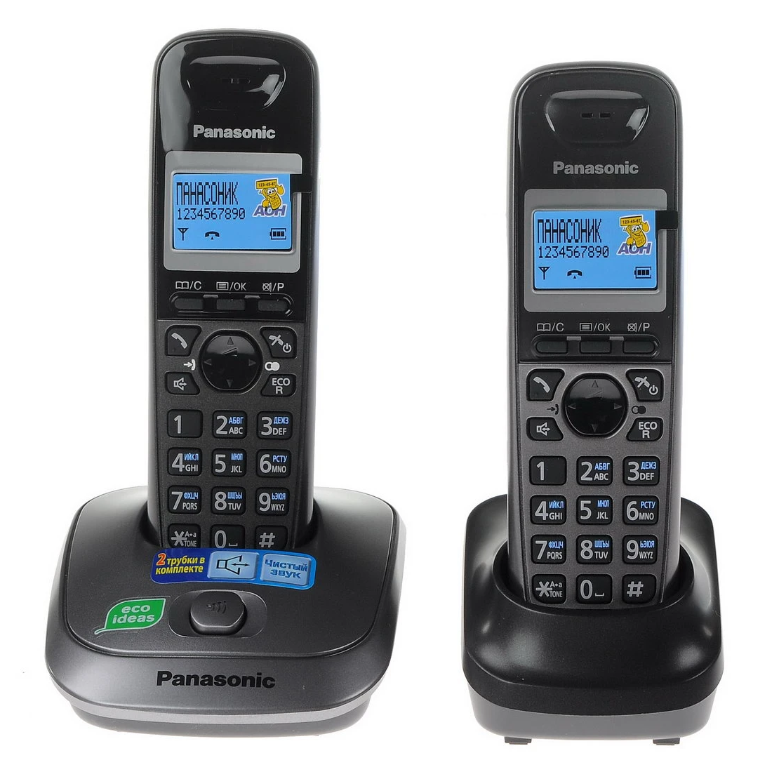 Радиотелефон Panasonic KX-TG2512RU1, книга до 50 номеров, DECT/GAP, АОН/Caller ID, спикерфон, титан-черный