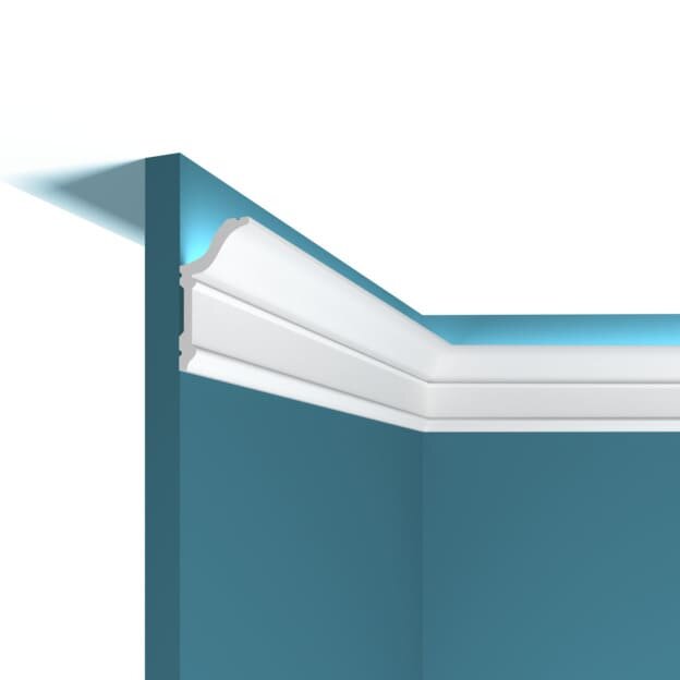 Потолочный плинтус P93 Perfect Plus 32х60 мм дюрополимер белый для натяжного потолка под подсветку 1 штука 2 метра