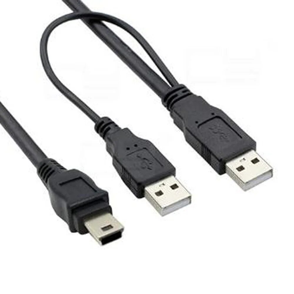 Кабель USB 2.0 USBO для HDD, черный/белый, 0,6 м dual USB To Mini