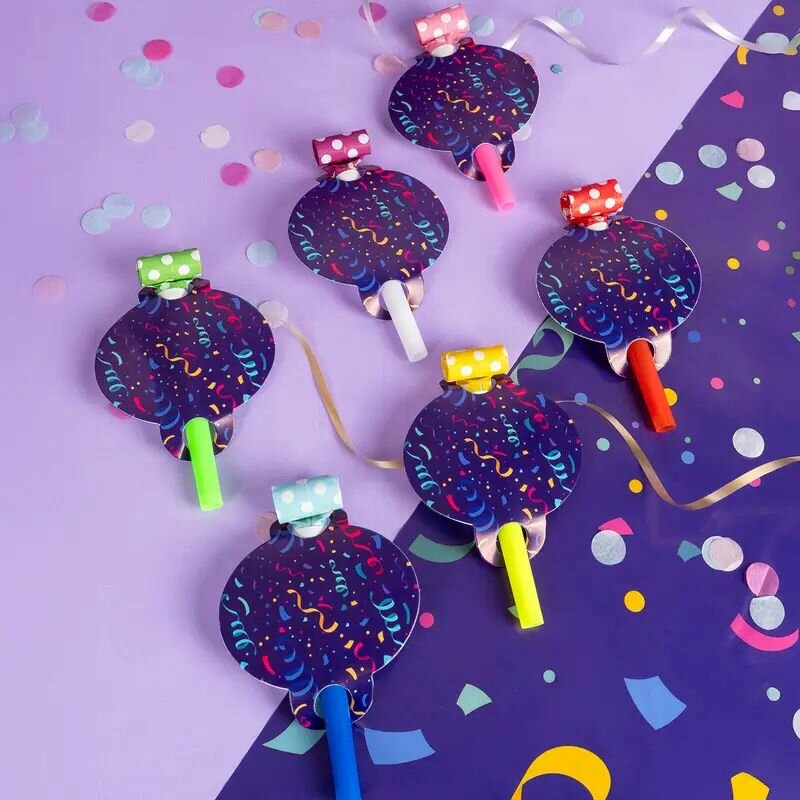 Праздничные язычки-дуделки, 6 шт, полипропилен, бумага, для создания веселой атмосферы и поднятия настроения каждого присутствующего