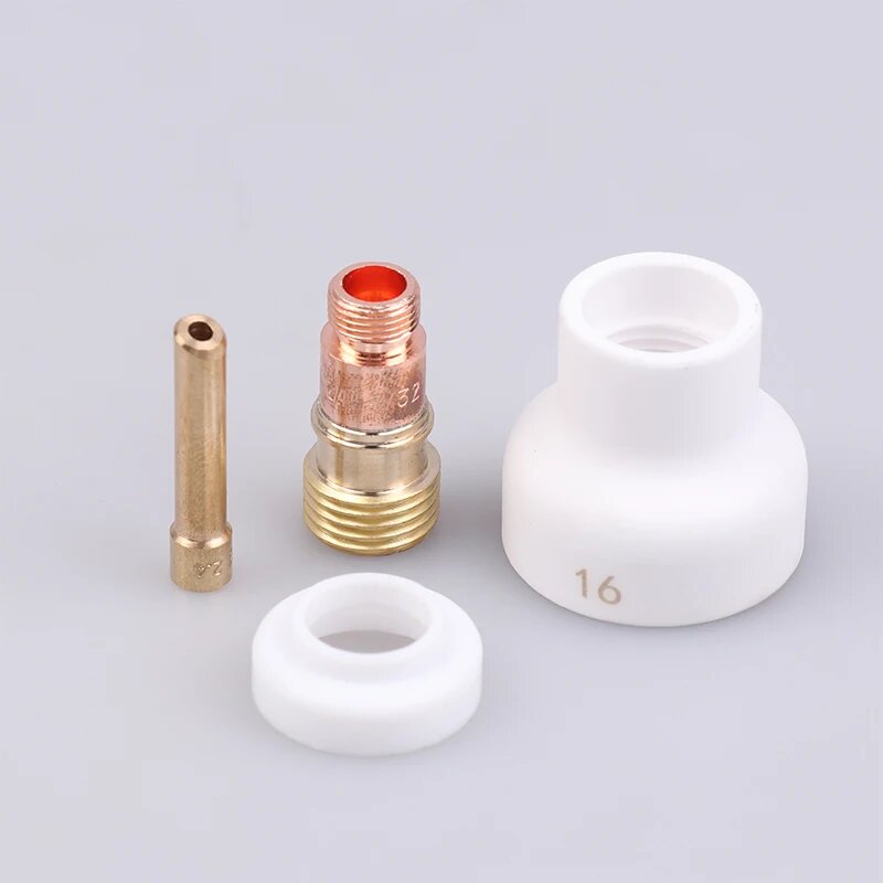 4 шт. TIG Welding 1,6/2,4/3,2 мм, белая керамическая насадка, комплект чашек из глинозема, горелки WP17 18 26, короткие цанги, набор газовых линз для корпуса