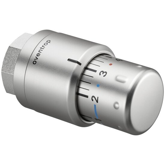 Термоголовка Oventrop , Uni SH, M30x1,5, с нулевой отметкой, сталь матовая, с надетым декорат. кольцом SH-Cap