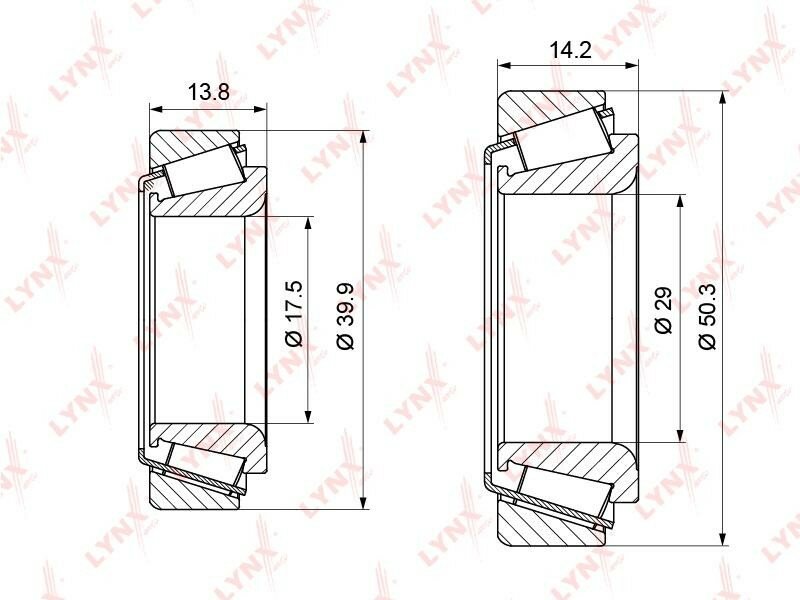 Подшипник ступицы задний LYNX AUTO WB-1124 Daewoo Nexia I-II 1.5-1.6 95->, Espero 1.5-2.0 91-99, Lanos 1.4-1.6 97->, Nubira 1.6-2.0 97->