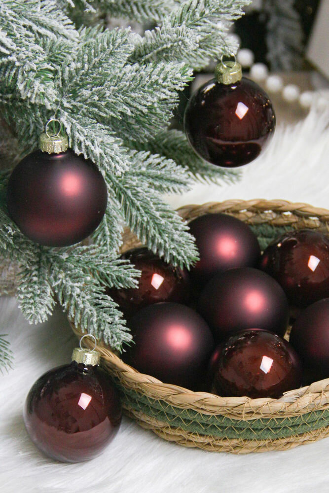 Набор стеклянных шаров матовых и эмалевых, цвет: каштановый, 60 мм, упаковка 10 шт, Kaemingk 140484/1001450