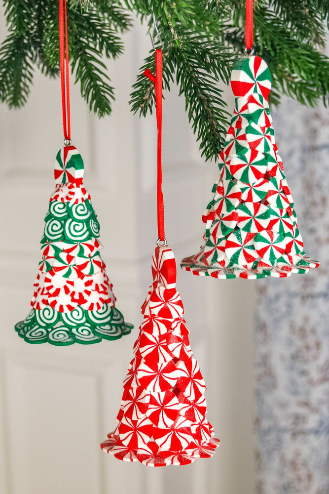 Набор елочных игрушек новогодние колокольчики - цветные карамельки, полистоун, 11 см, 3 шт, EDG 684473-74-набор