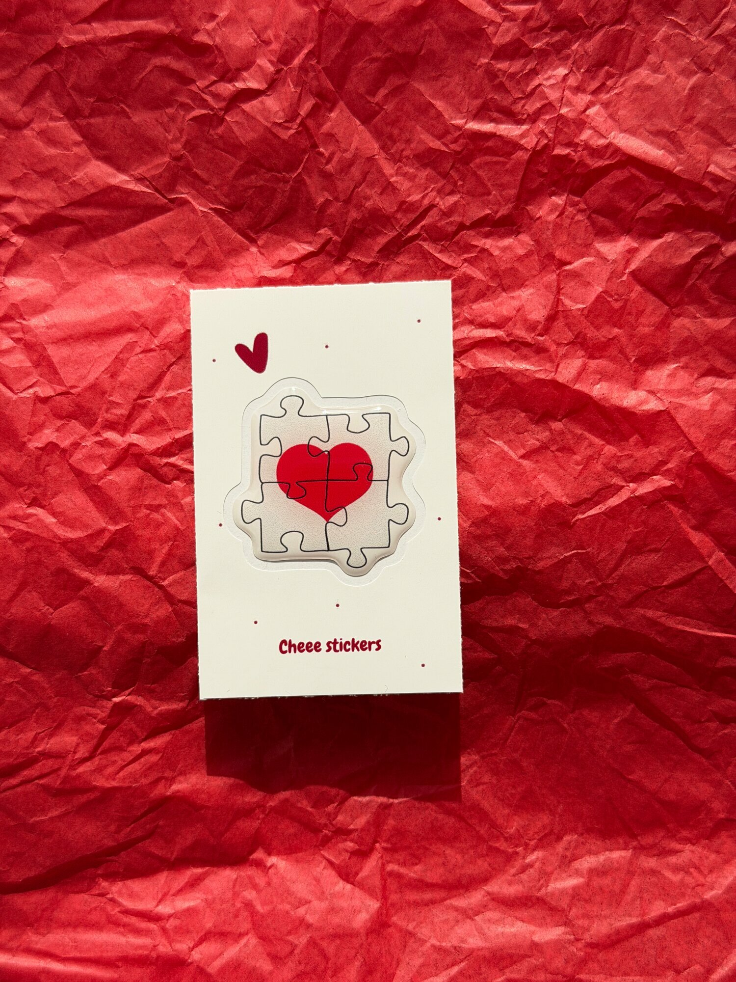 3D Стикер на телефон "Сердечко" Puzzle Love, 4х4 см, многоразовый, эпоксидный, 3D эффект