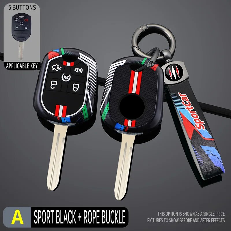 Чехол для автомобильного ключа из сплава и кожи с 5 кнопками, аксессуар для Ford Style 2-Black