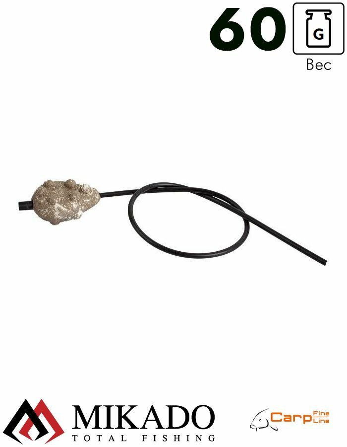 Грузило карповое сменное Mikado скользящее с антизакручивателем. плоское (песочный) 24S 60 г.