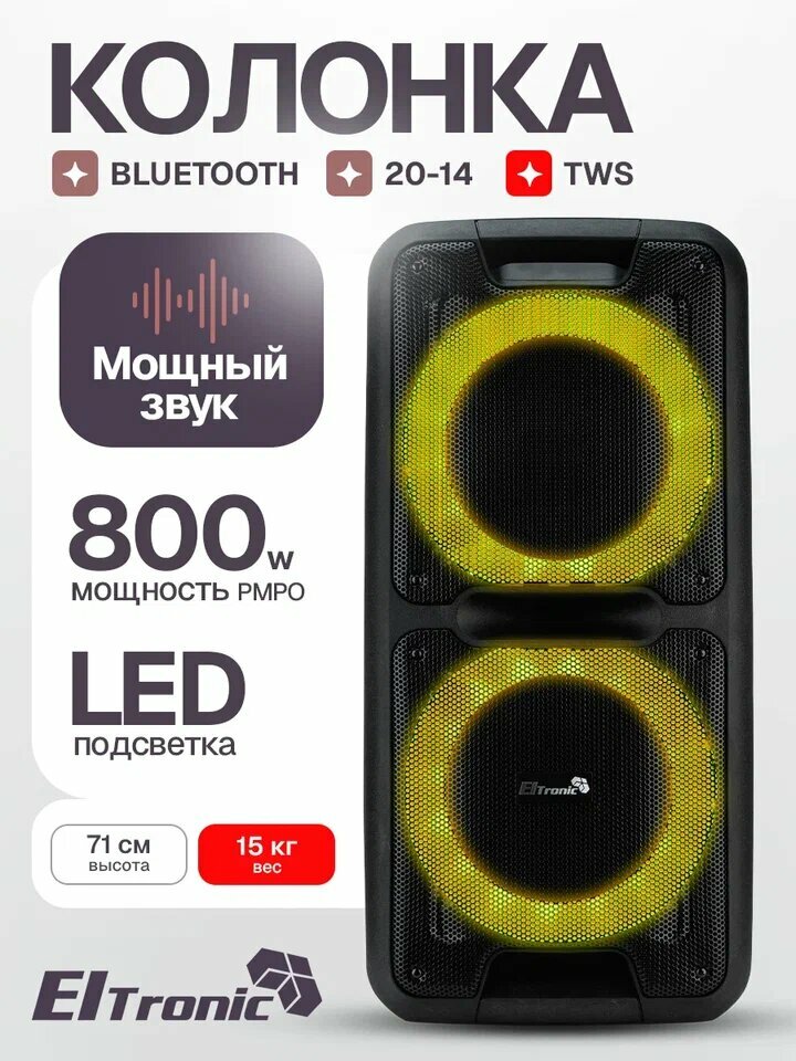 Портативная колонка 10" 20-14 DANCE BOX 300 динамик 2шт/10" ELTRONIC с TWS
