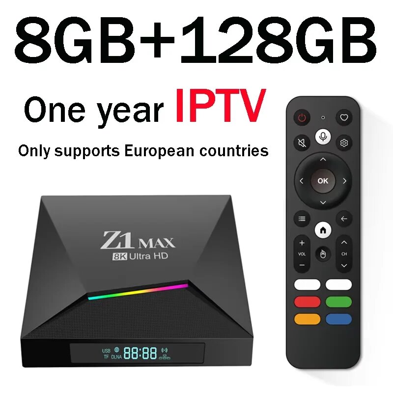 IPTV TV Box Android 15 4K 8K HD Allwinner H618 Quad core BT 5.0 4G 5G Dual WiFi 8GB 128GB Voice remote Support European IPTV