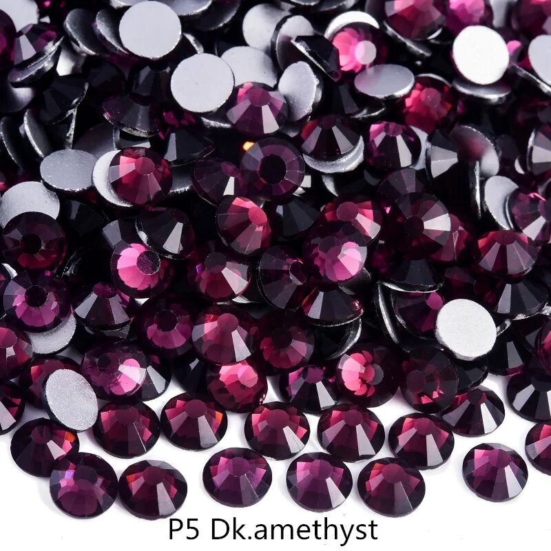 Bobohoo Фиолетовые стеклянные стразы SS6-SS30 для Фиолетовый, Mixed-1440pcs, Dk. amethyst
