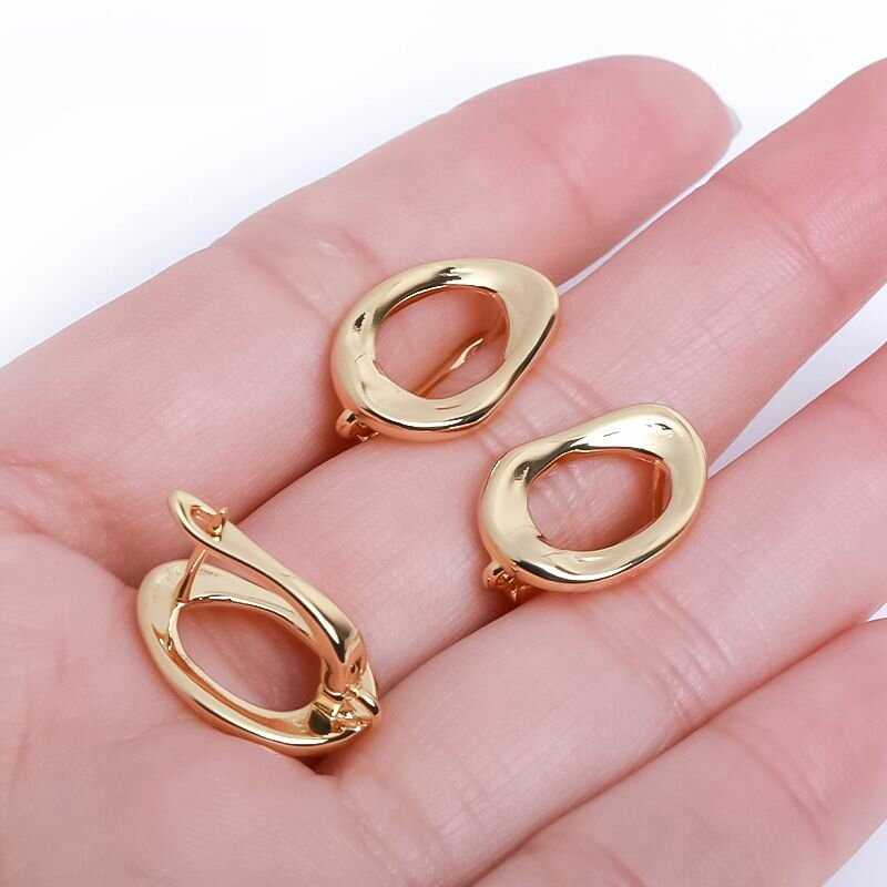 Швензы серьги английский замок 19*11мм родий позолота 18k