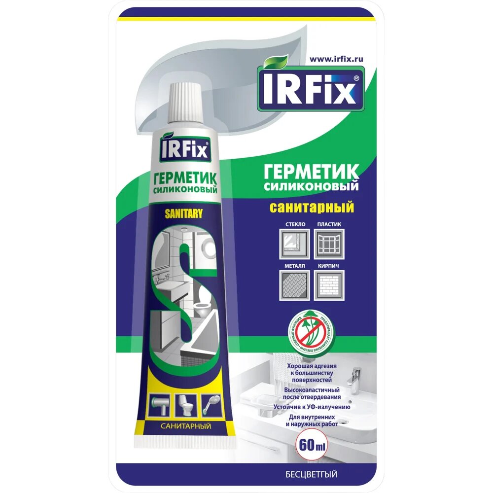 Силиконовый санитарный герметик IRFIX Sanitary белый 60 мл 20064