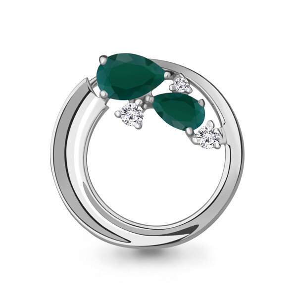 Подвеска Яхонт, серебро, 925 проба, агат, фианит